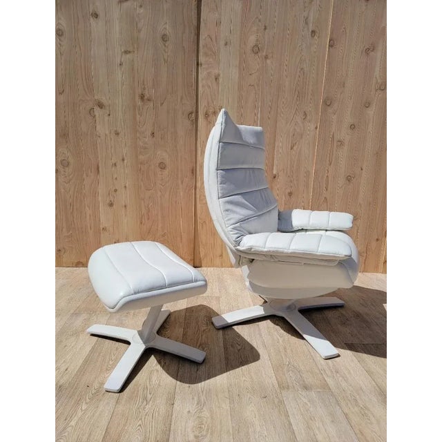 Modern Italian White Quilted Leather Re-Vive Lounge Chair and Ottoman ...