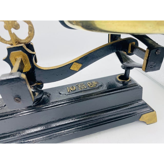 Antique English Iron Scale With Brass Trays | Chairish