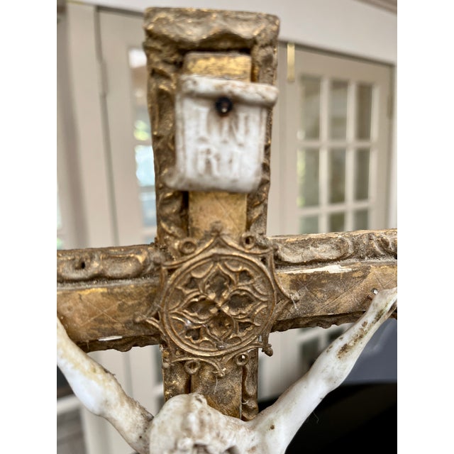 Early 20th Century Antique German Folk Art Carved Cross With Porcelain ...
