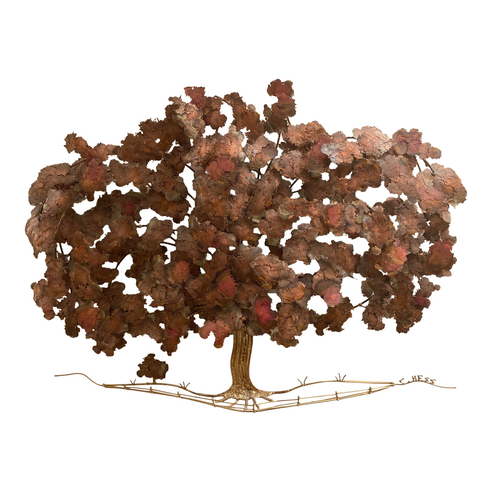 Vintage C. Hess Copper & Bronze Tree Sculpture | Chairish