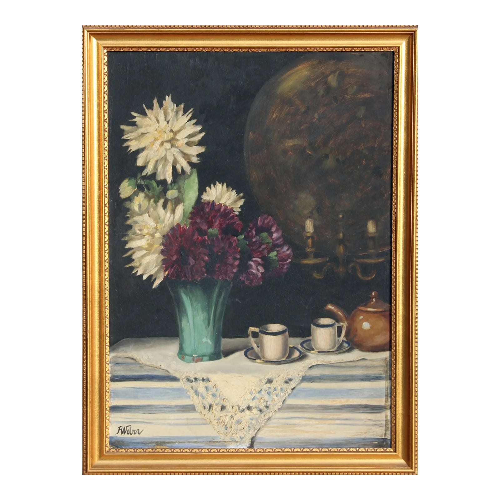 Still Life with Flowers, F. Weber, Painting | Chairish