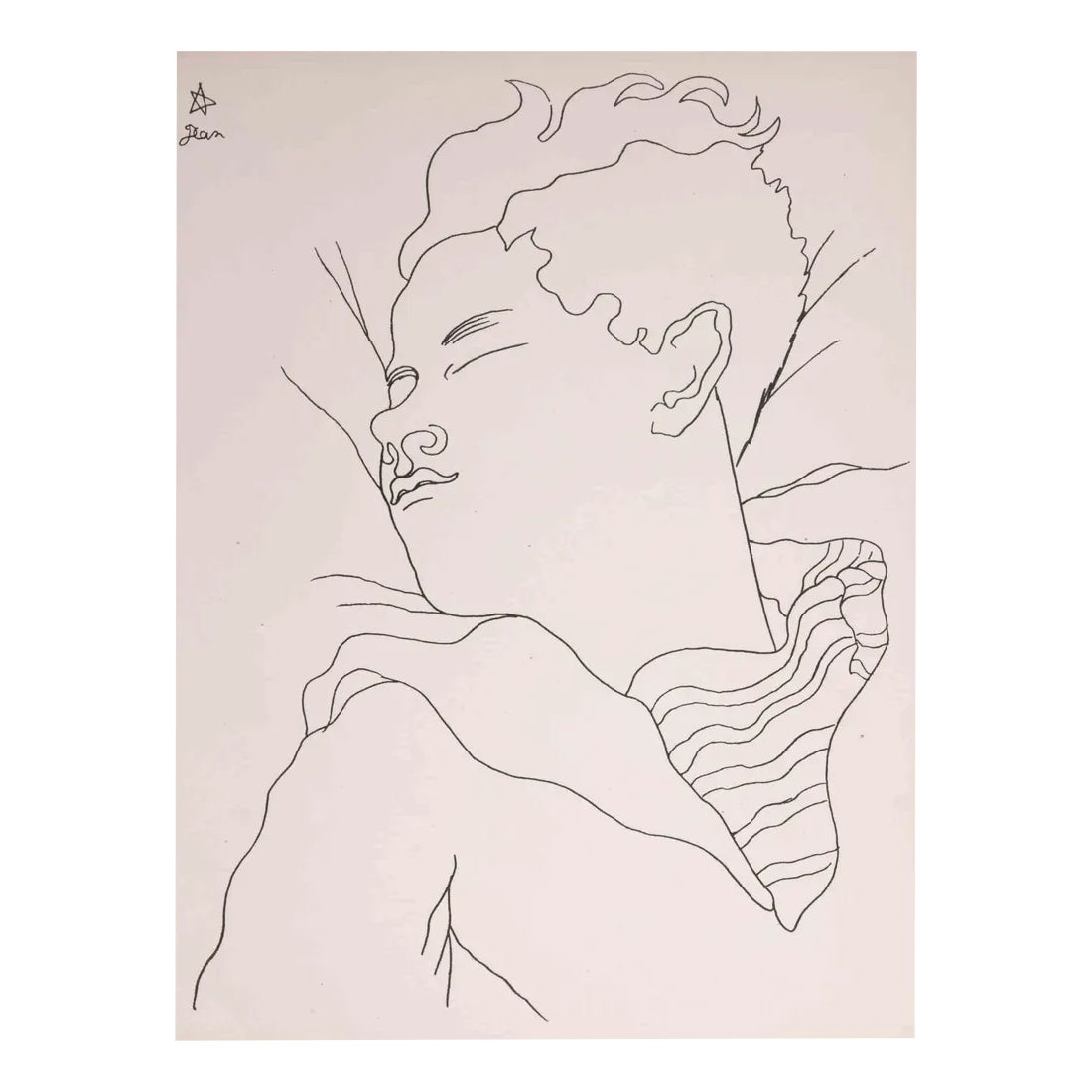 Jean Cocteau, Portrait de Jean Desbordes, Lithograph, 1929 | Chairish