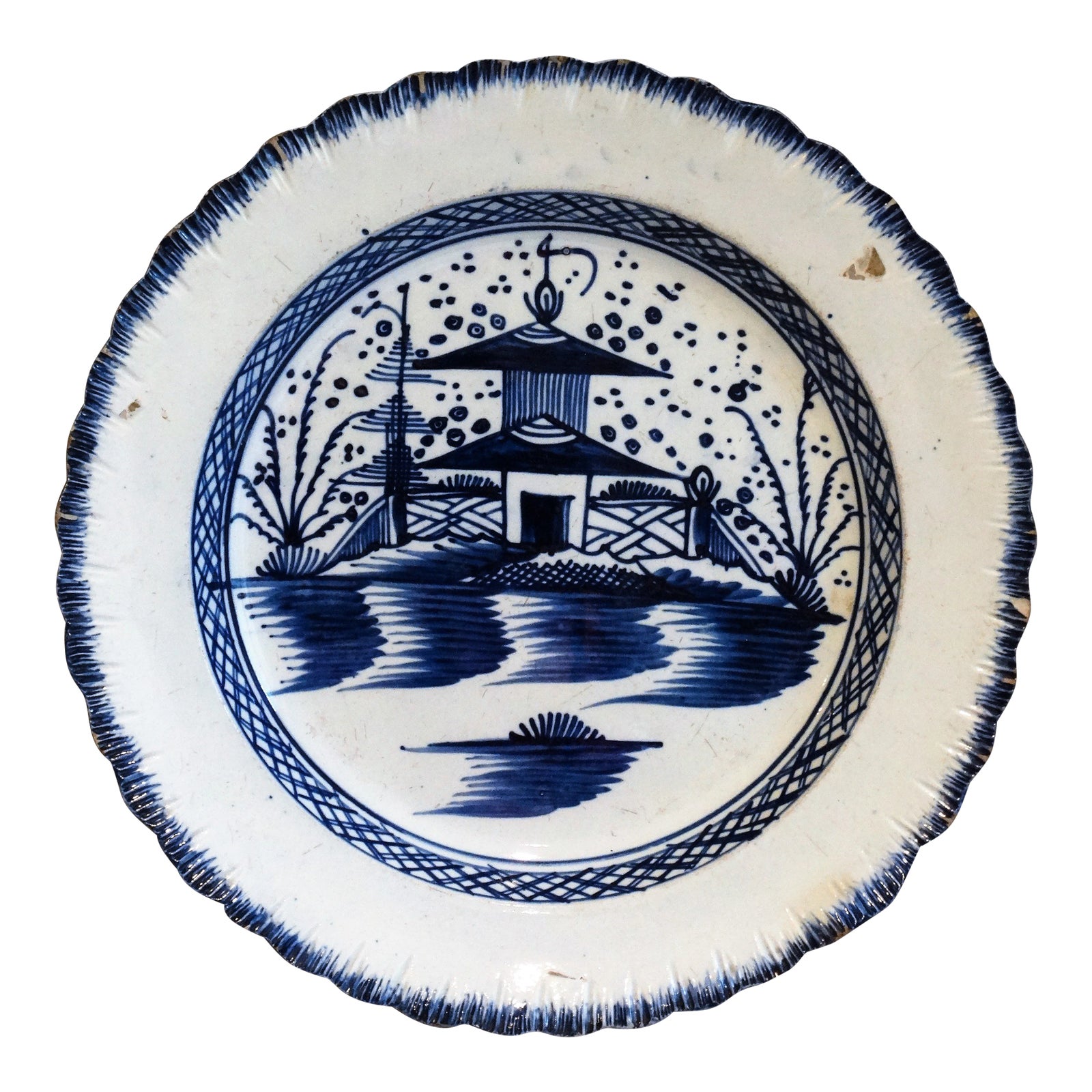 Antique English Pearl Ware Chinoiserie Plate | Chairish