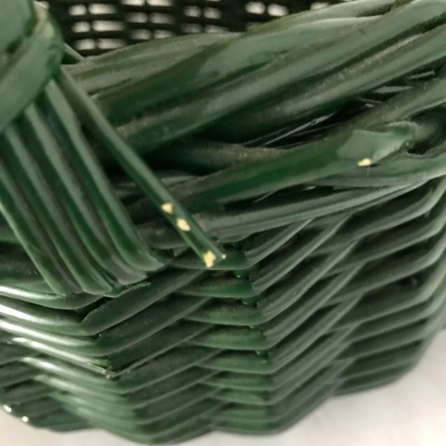 Vintage Green Wicker Basket | Chairish