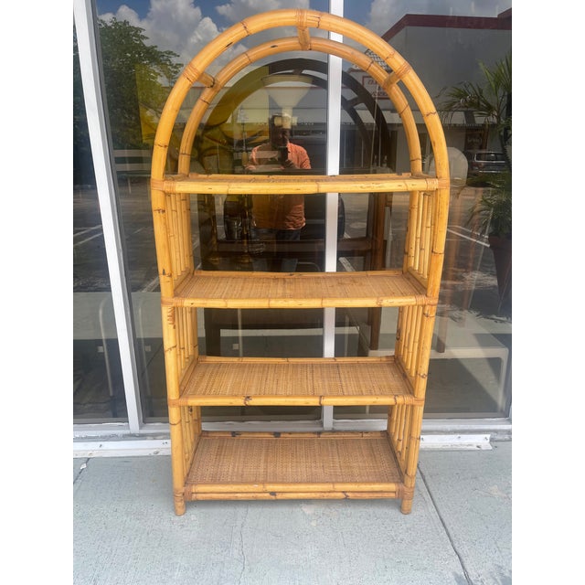Vintage Four Shelves Rattan Bookshelf. | Chairish