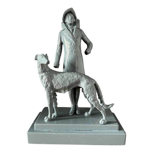 Vintage 1940s Painted Metal Statue | Chairish