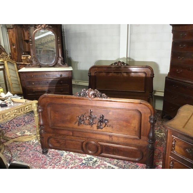 19th Century French Louis XIII Walnut Bedframe | Chairish