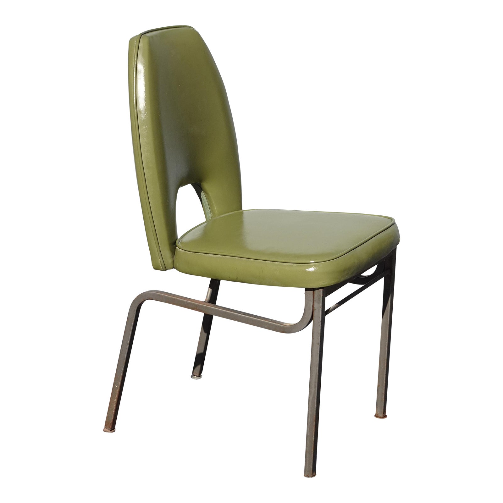 Vintage Mid Century Green Side Chair W Unique Frame | Chairish