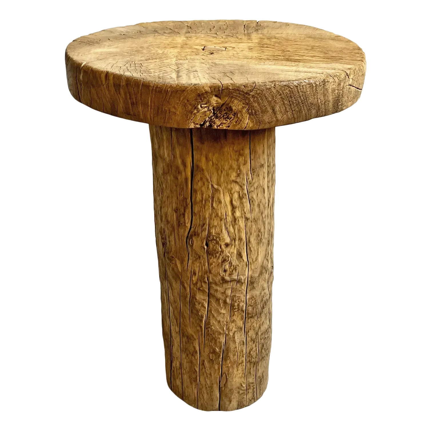 Vintage Rustic Log Round Side Table | Chairish