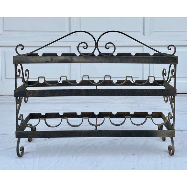 Vintage Rustic Iron Indoor/Outdoor Wine Rack | Chairish