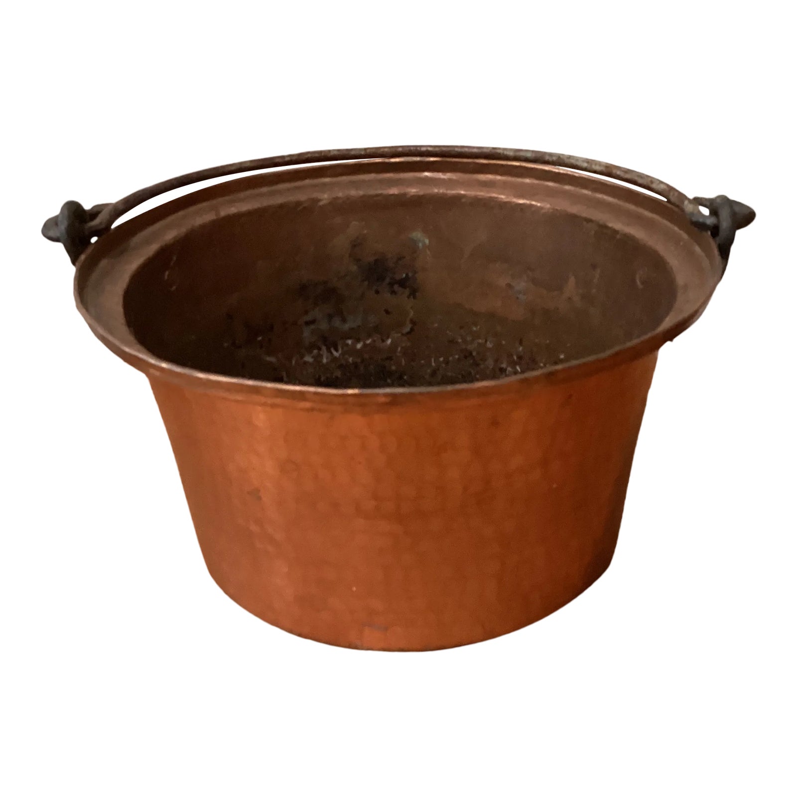 Antique Hammered Cooper Kettle Cauldron With Hand Forged Iron Handles ...