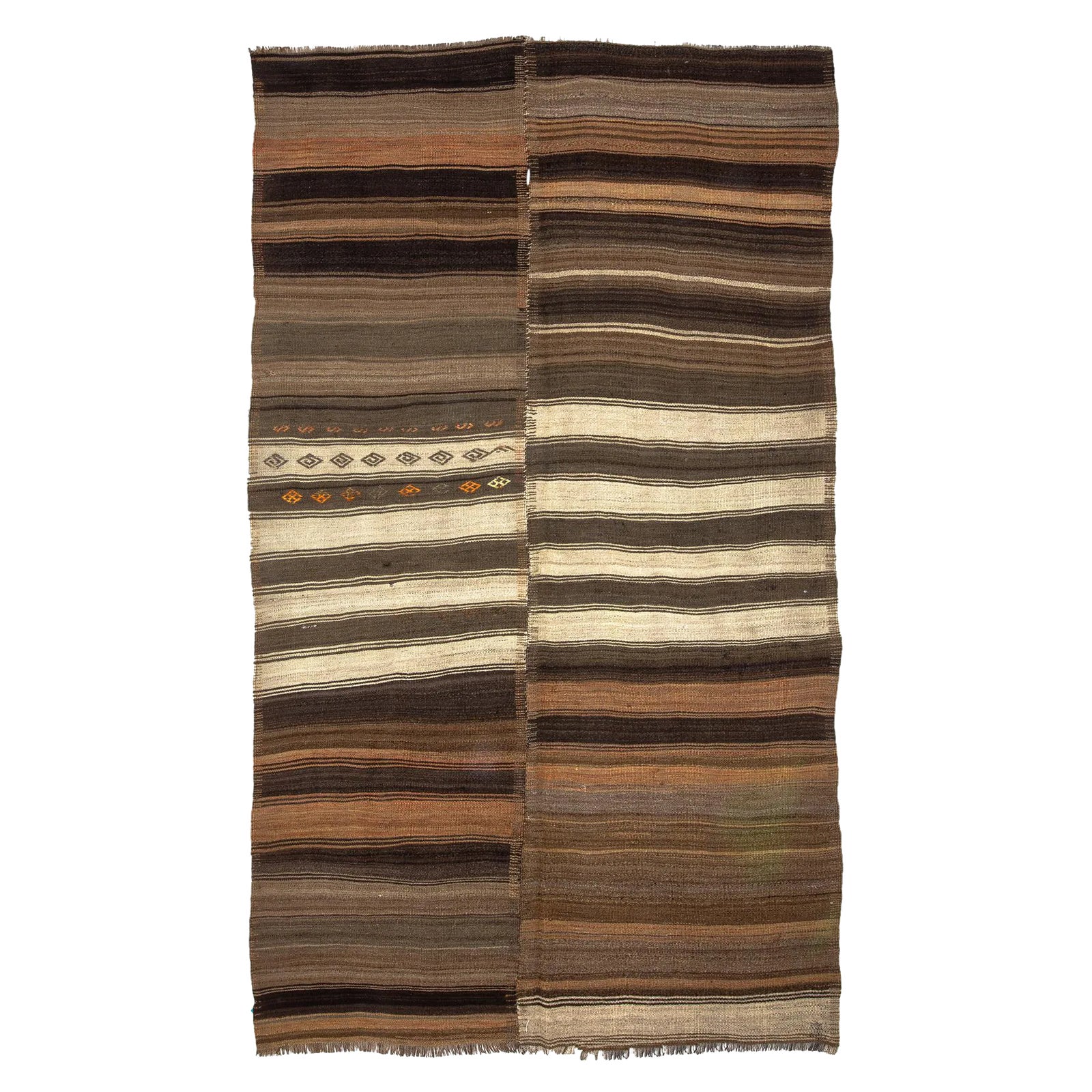 1960s Vintage Brown Wool Kilim Rug- 6′ × 9′8″ | Chairish