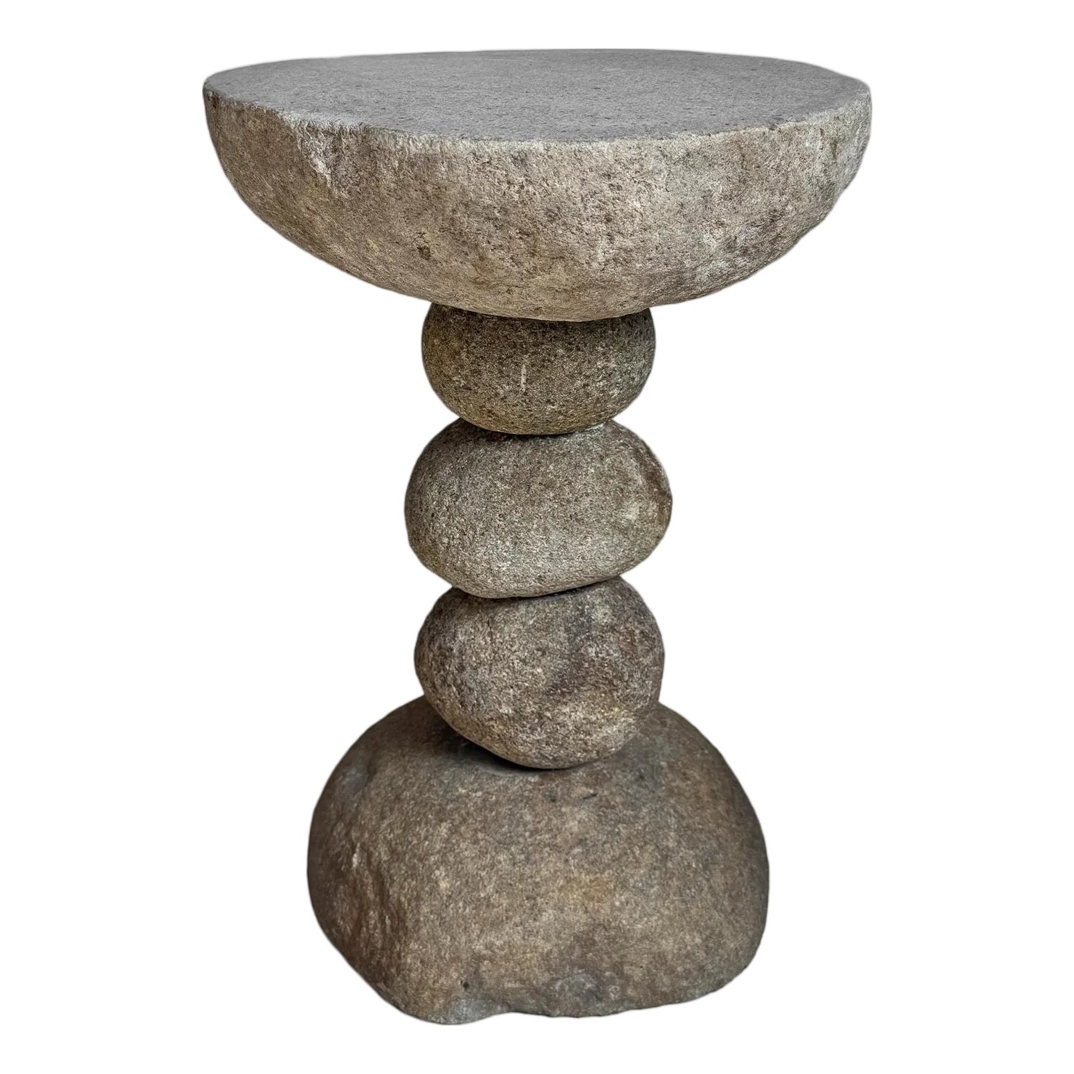 Outdoor River Rock Stack Side Table Stool | Chairish