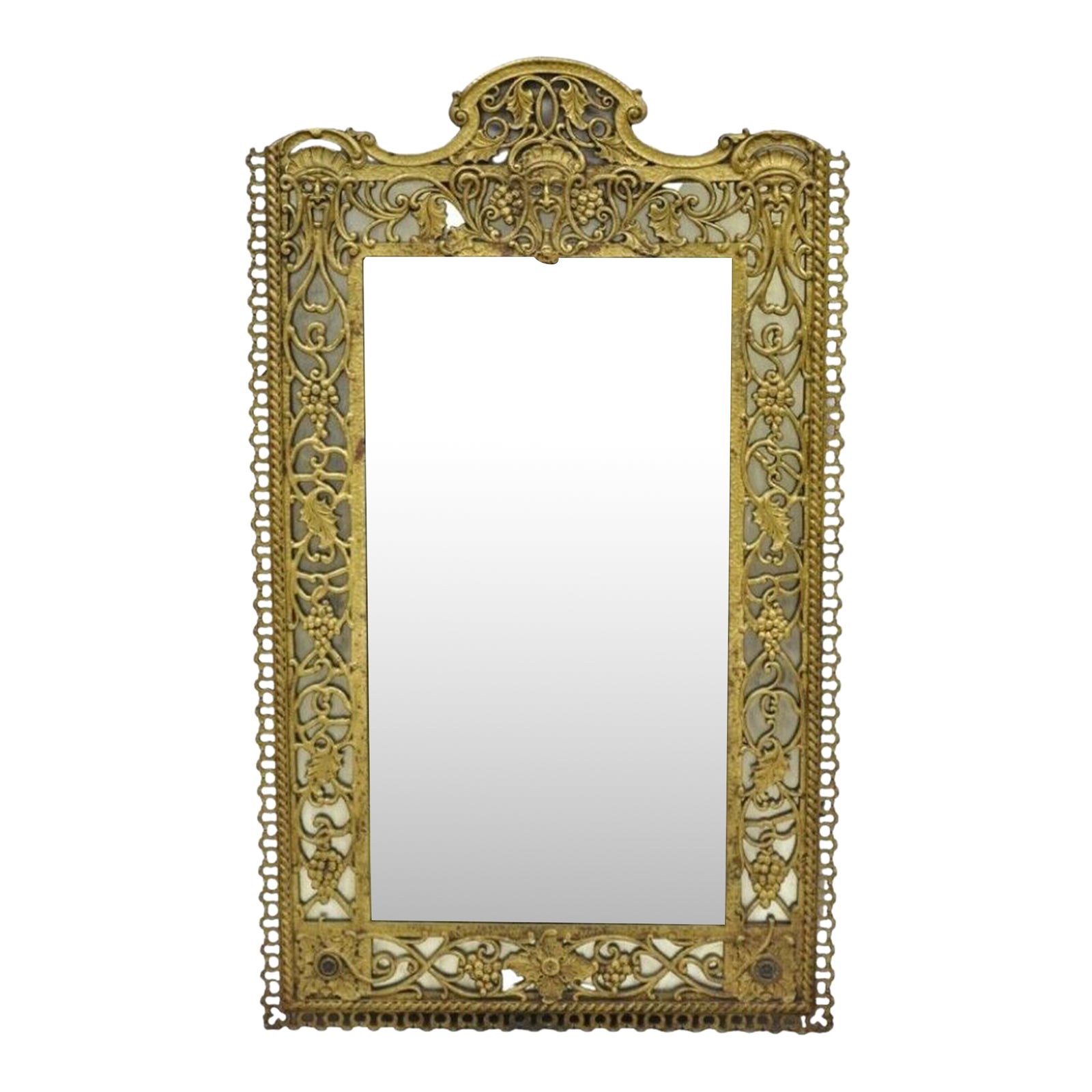 Antique Oscar Bach Figural Bronze Gothic Renaissance Wall Mirror With ...