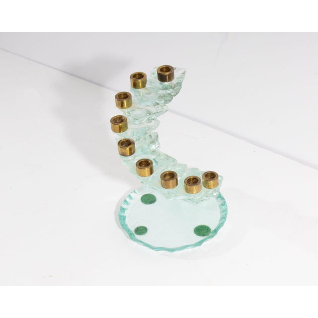 Modernist Hanukkah Stacked Glass Menorah | Chairish