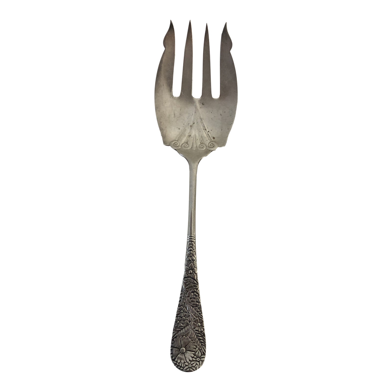Vintage Silver Plate Large Serving Fork | Chairish