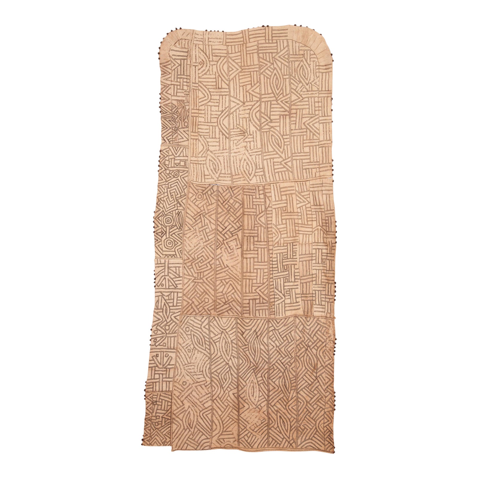 Early 20th Century African Kuba Embroidered Raffia Textile Rug | Chairish