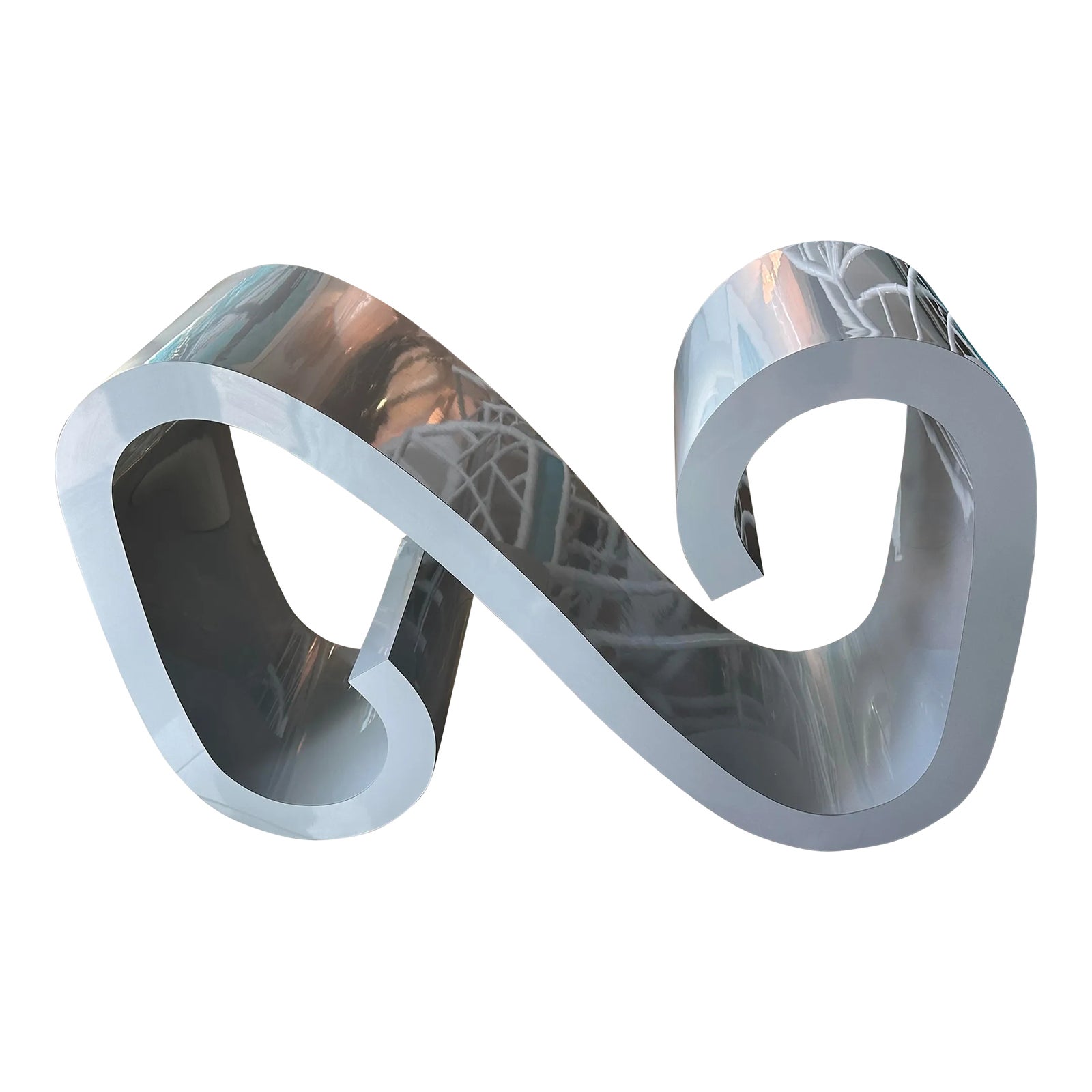 Vintage 1970s Modern Gray Wave Scroll Ming Console Table | Chairish