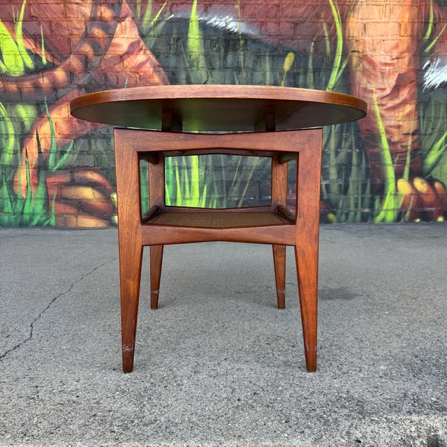 Jens Risom Two Two-Tiered Caned Side Table | Chairish