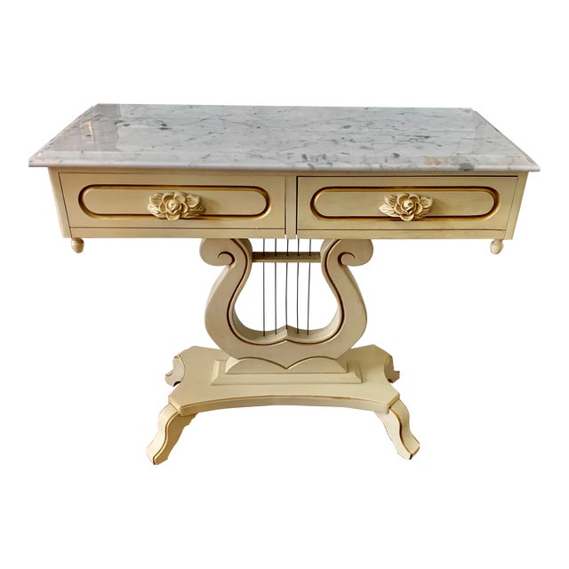 Late 20th Century Kimball Console Table With Italian Beveled Marble Top ...
