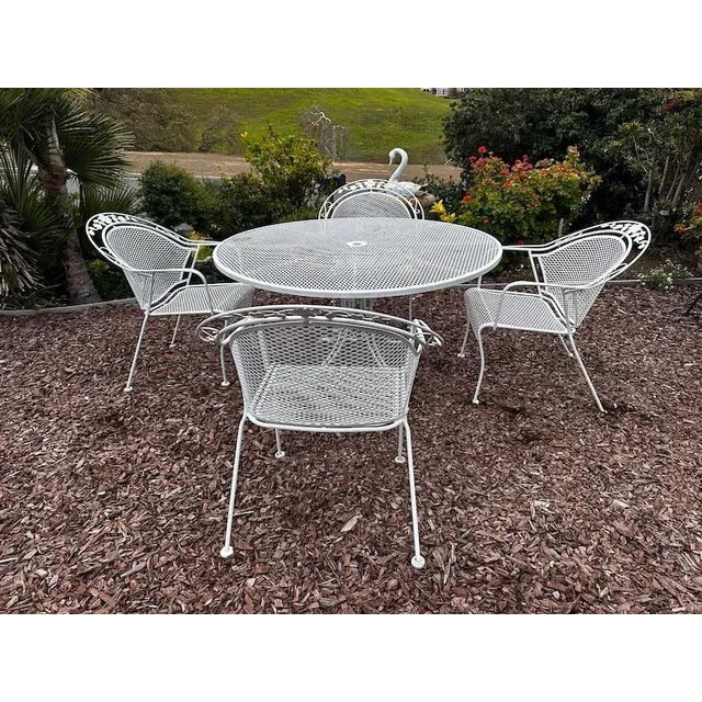 1960s Vintage Meadowcraft Table with 4 Barrel Back Armchairs Patio Set ...