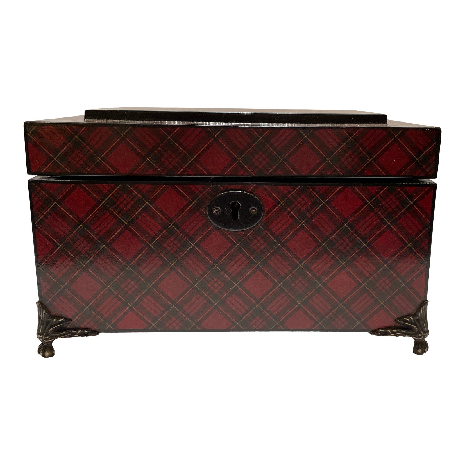 Late 19th Century Antique Scottish Tartan Ware Tea Caddy | Chairish