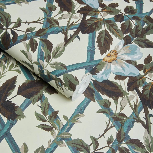 Bryher Rose Wallpaper - Lapis Blue, Sample | Chairish