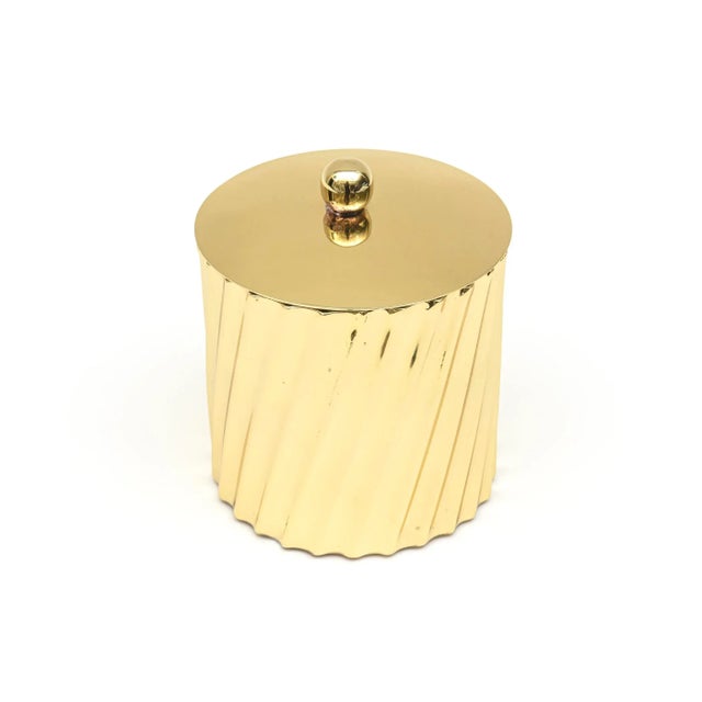 Brass Fluted Box With Ball Top MId Century Modern Desk Accessory | Chairish