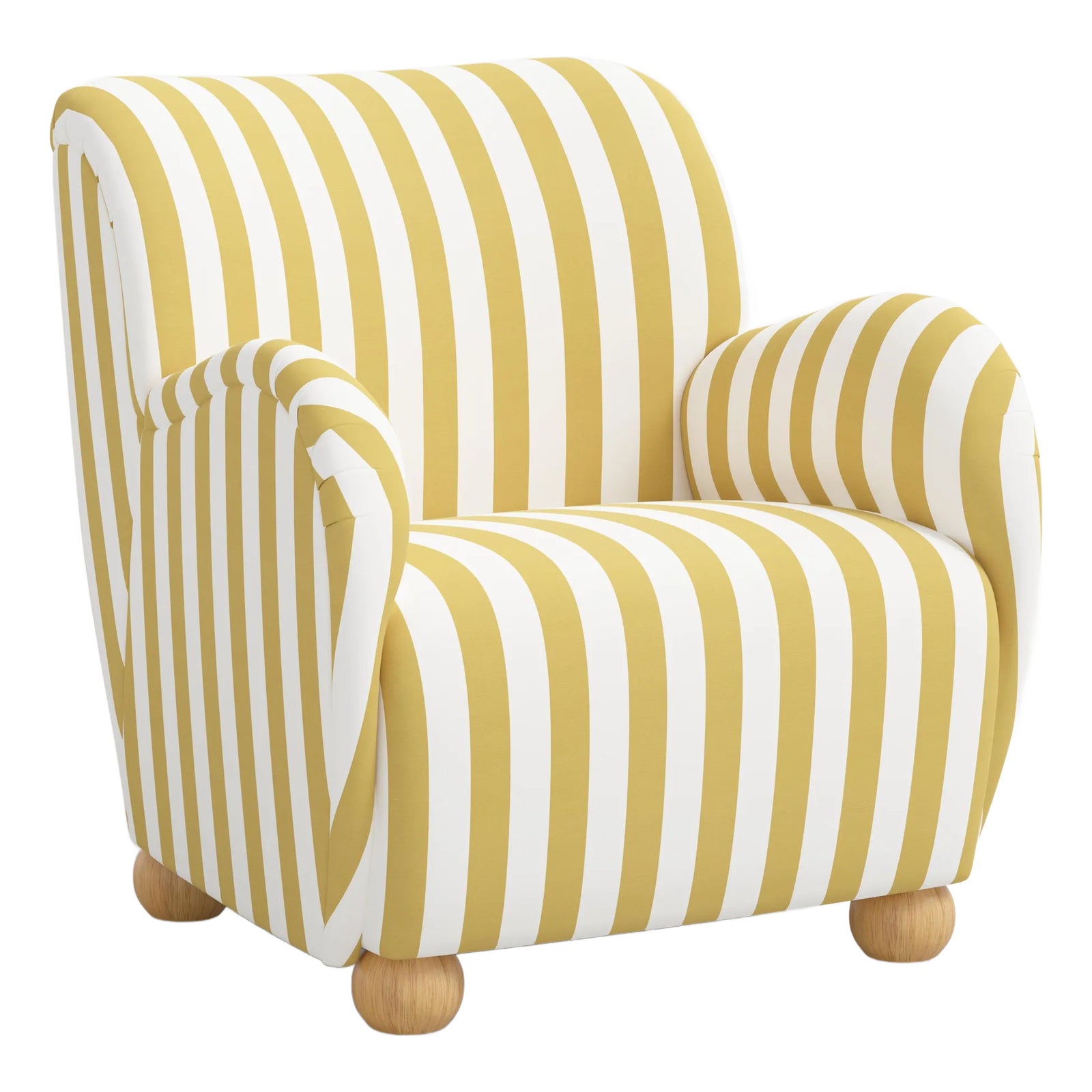 Spritely Home Rumi Armchair in Canopy Stripe Honey | Chairish