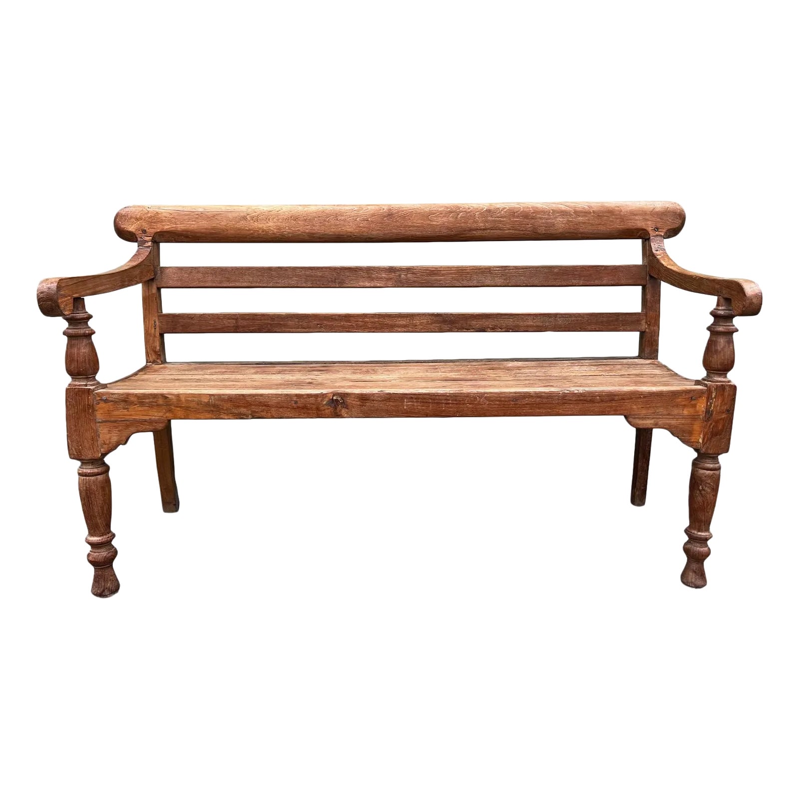 Vintage Teak Colonial Bench | Chairish