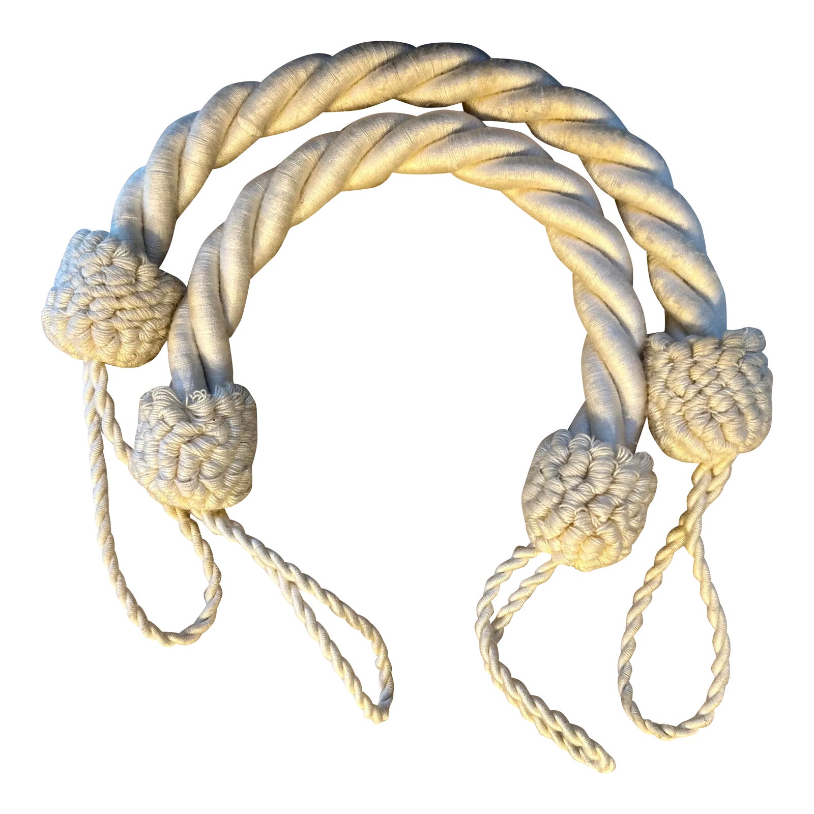 Vintage Nautical White Rope Style Curtain Tiebacks- a Pair | Chairish