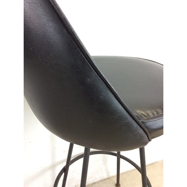 Set of 3 Mid Century Modern Black Vinyl Bar Stools | Chairish