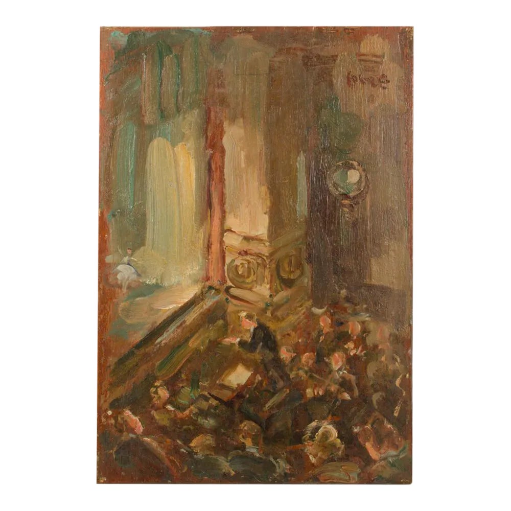 Early 20th Century "Theater" Expressionist Style Oil Painting by Jean ...