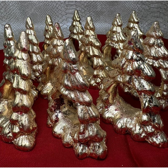 Vintage Hand Gilded Distressed Gold Leaf Ceramic Christmas Tree Napkin ...