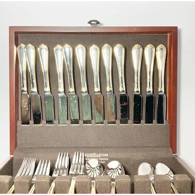 Towle “Vienna (Gold)” 90-Piece Stainless Flatware & Serving Set ...