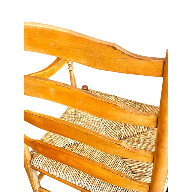 Vintage Oversized Spanish Ladder Back Rush Seat Armchair and Matching ...