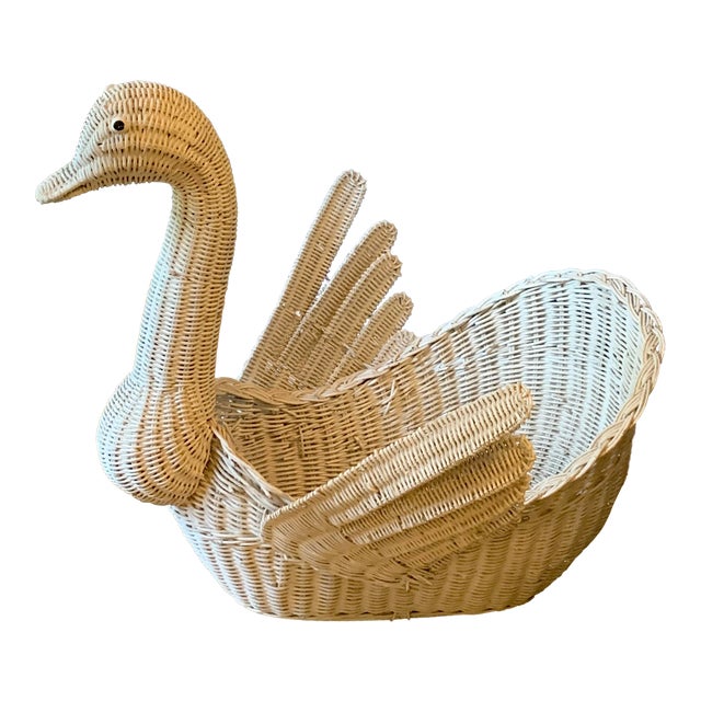 Large Wicker Goose Planter Basket | Chairish