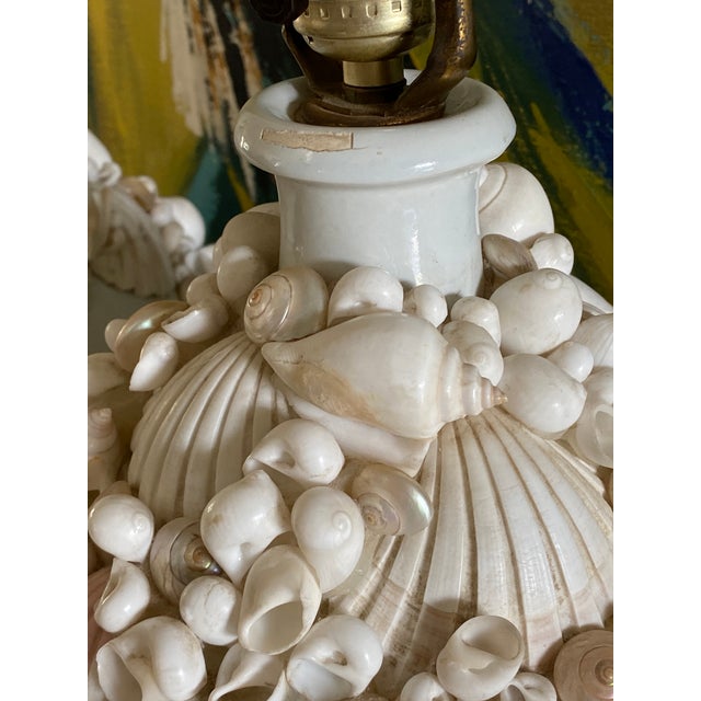 Shell Encrusted Lamps - Pair | Chairish