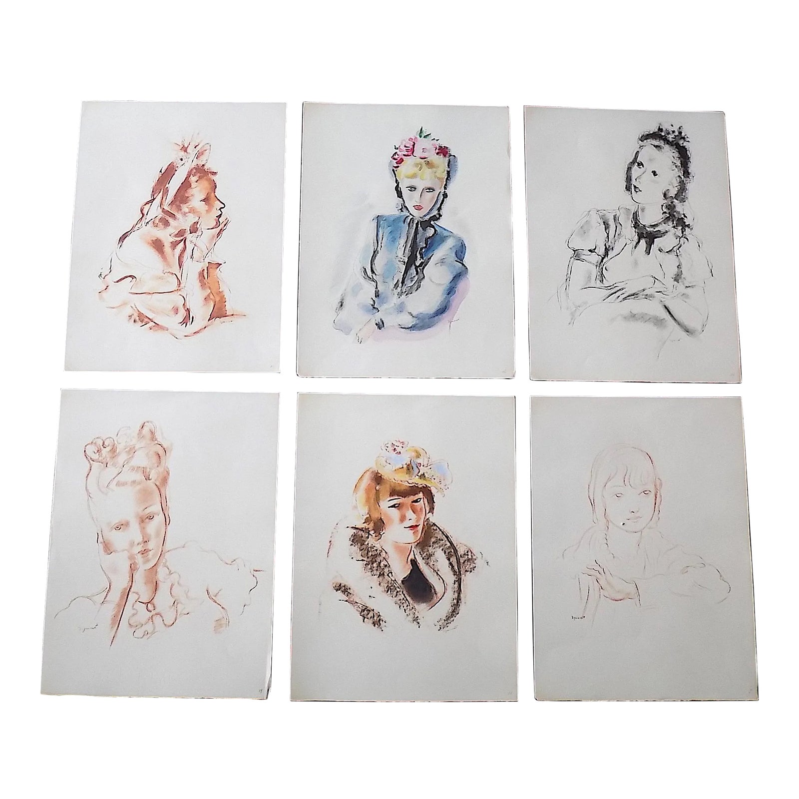 Vintage Mid 20th C. Ltd. Ed. Hand Colored Andre Dignimont Female ...