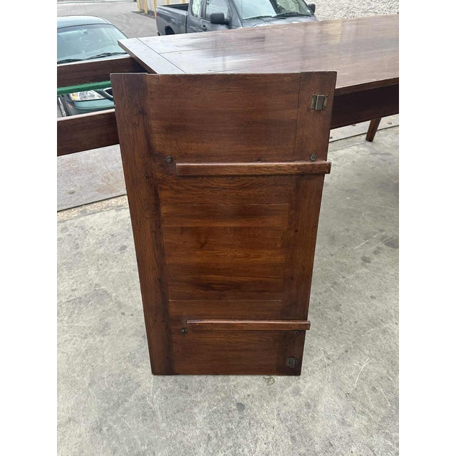 Solid Elm Wood Dining Table Extending to 9' -- Vintage Late 20th ...