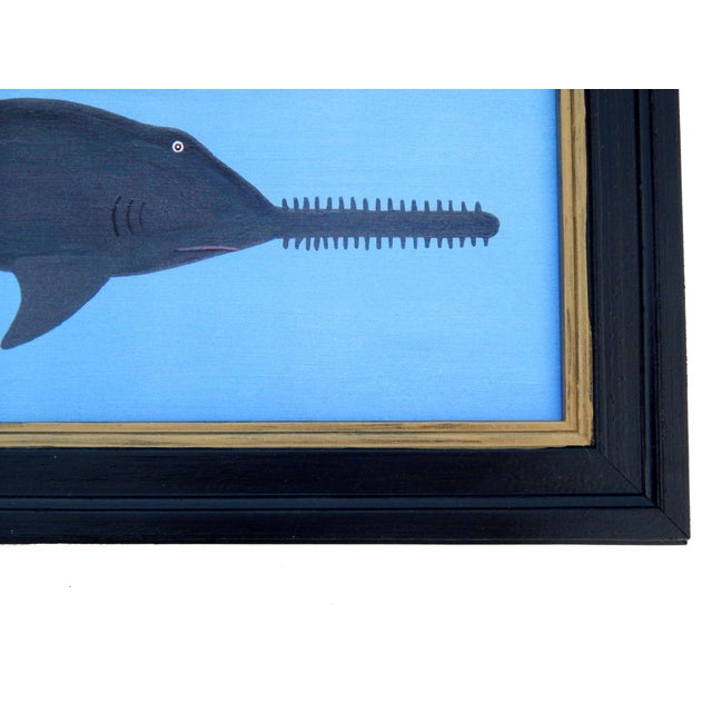 Matt Rix, Naïve Style Maritime Scene with Sawfish and Steamship, Print ...