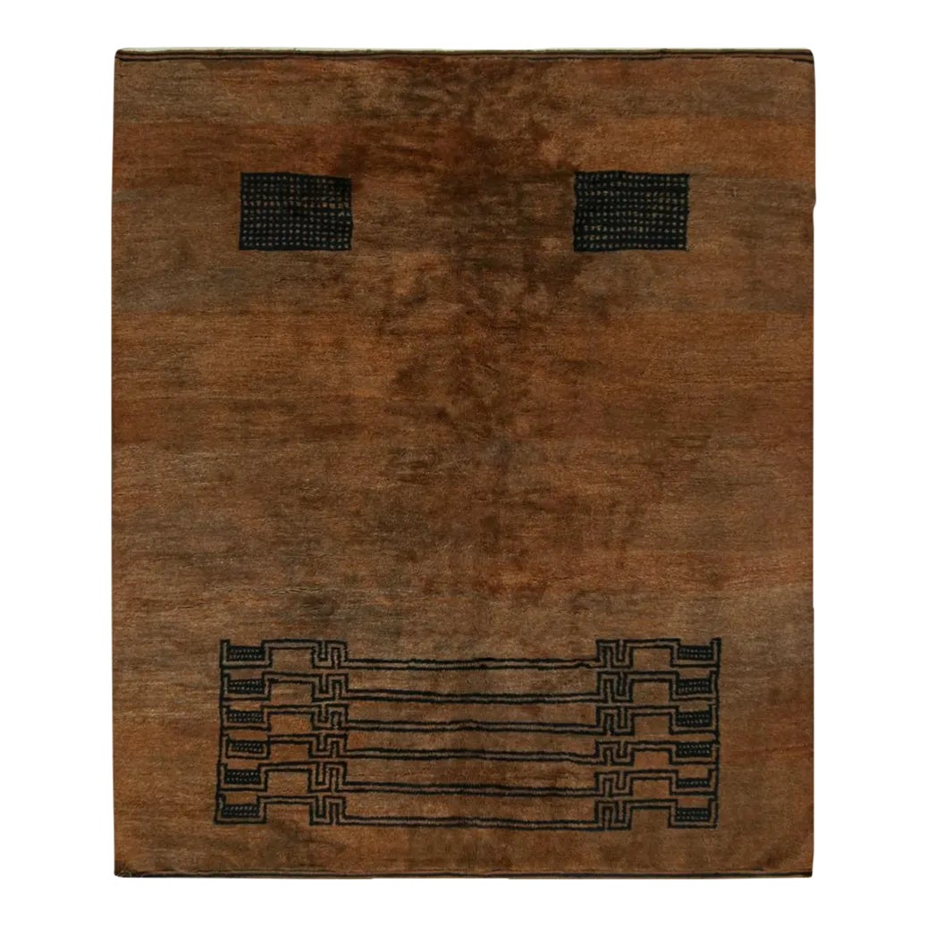 Rug & Kilim’s Moroccan Rug in Brown With Black Geometric Patterns ...