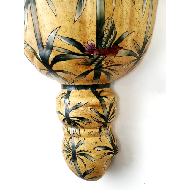 1970s Large Vintage Chinese Porcelain Wall Pockets With Hand Painted ...