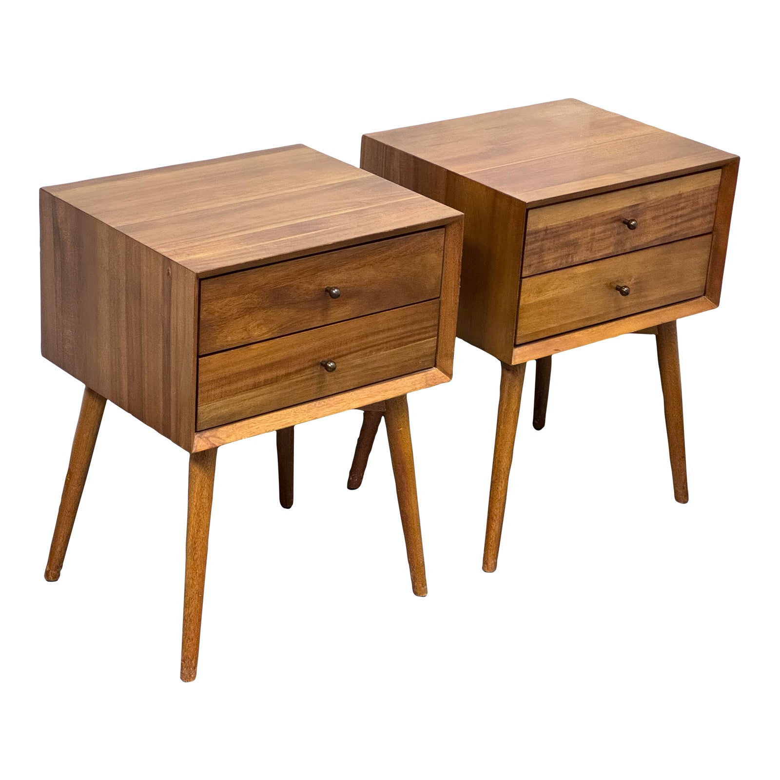 West Elm Acorn Finish Nightstands, a Pair | Chairish