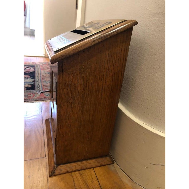 Early 20th Century Edwardian Small Oak Post Box | Chairish