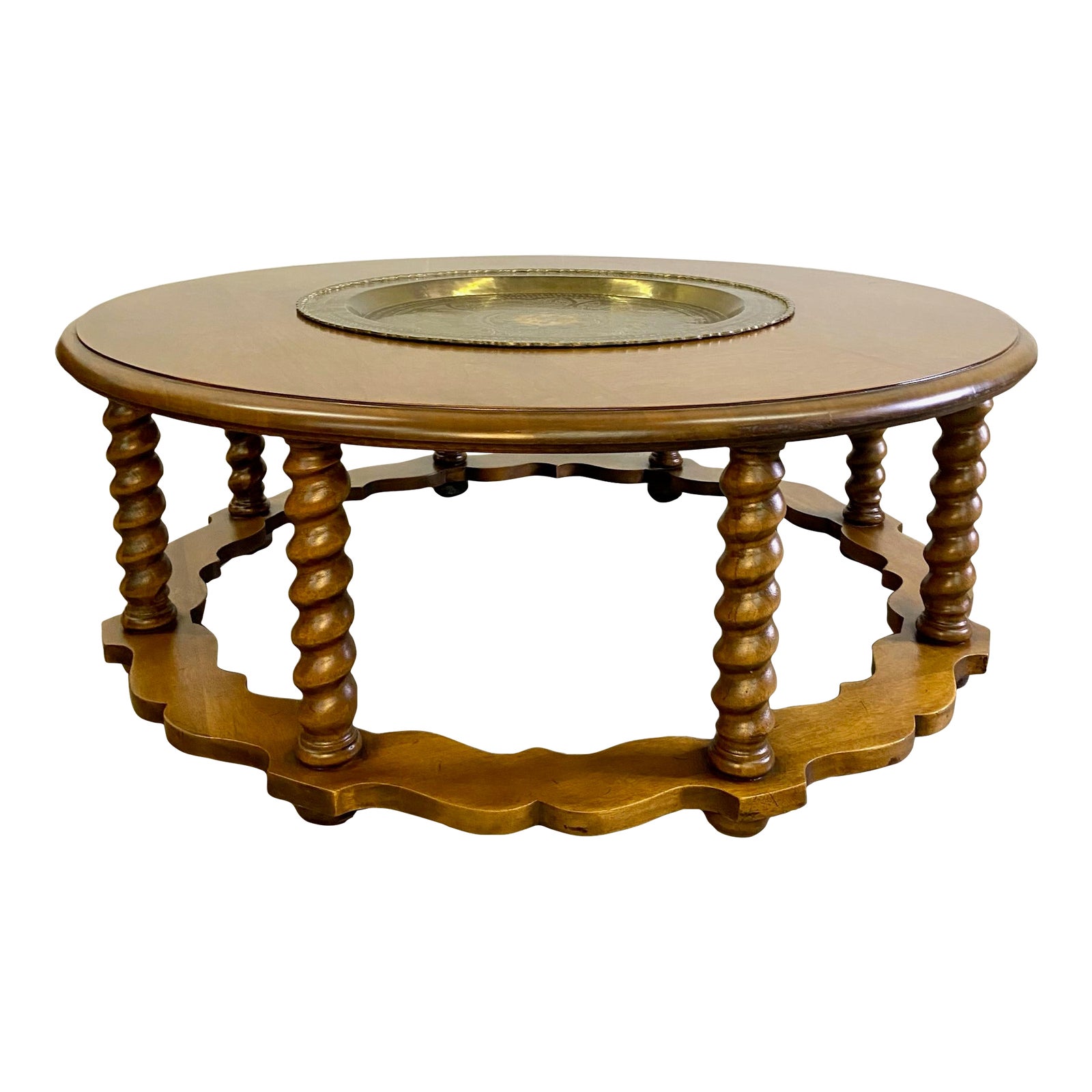 Antique Brazier Brassro Coffee Cocktail Table With Barley Twists and ...