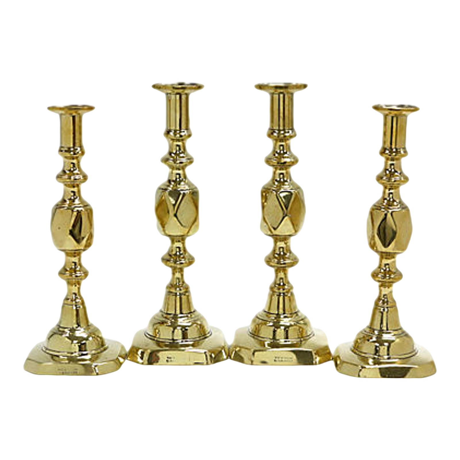 King & Queen of Diamonds Candlesticks, Set of 4 | Chairish