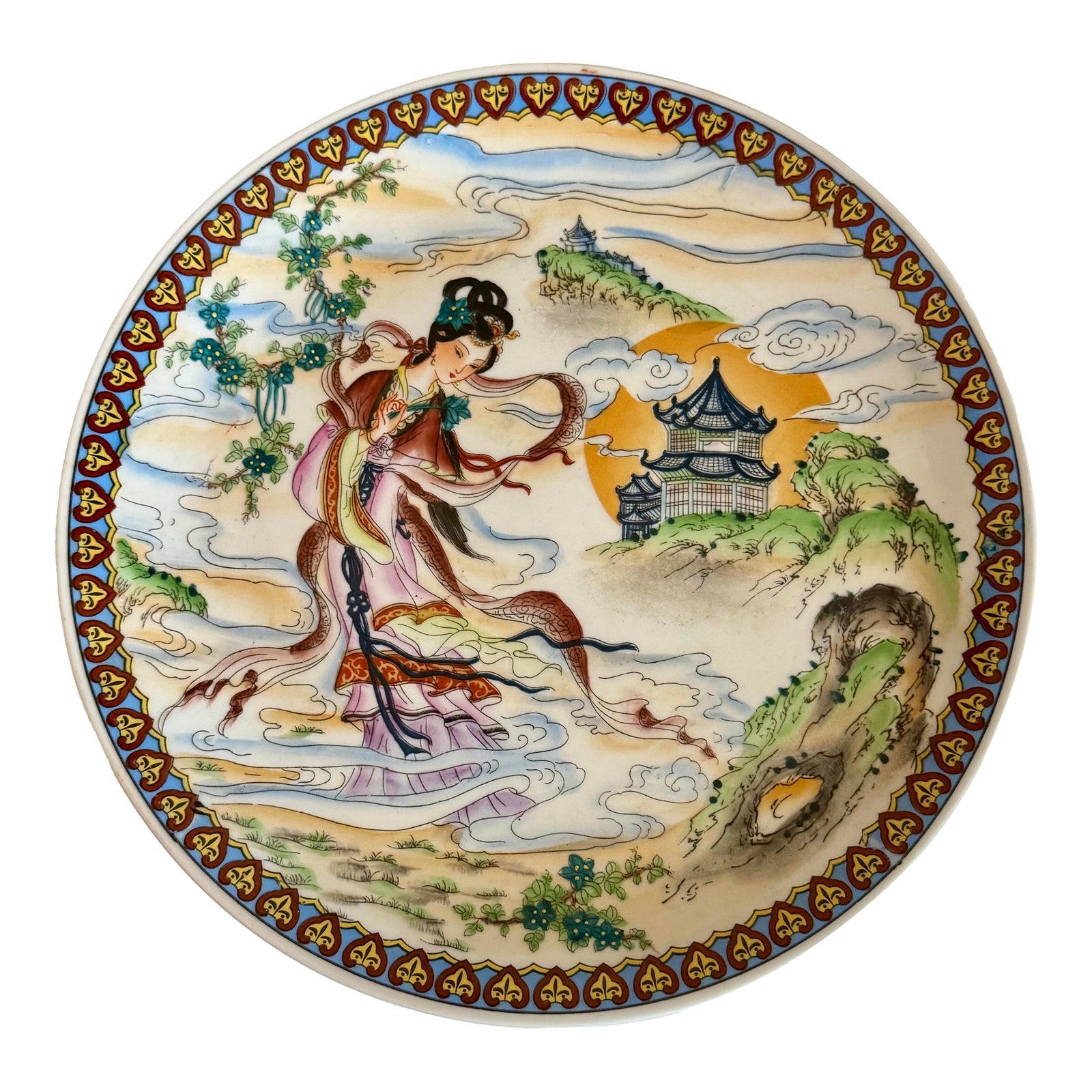 Vintage Chinoiserie Decorative Porcelain Wall Plate Chang'e the Chinese ...