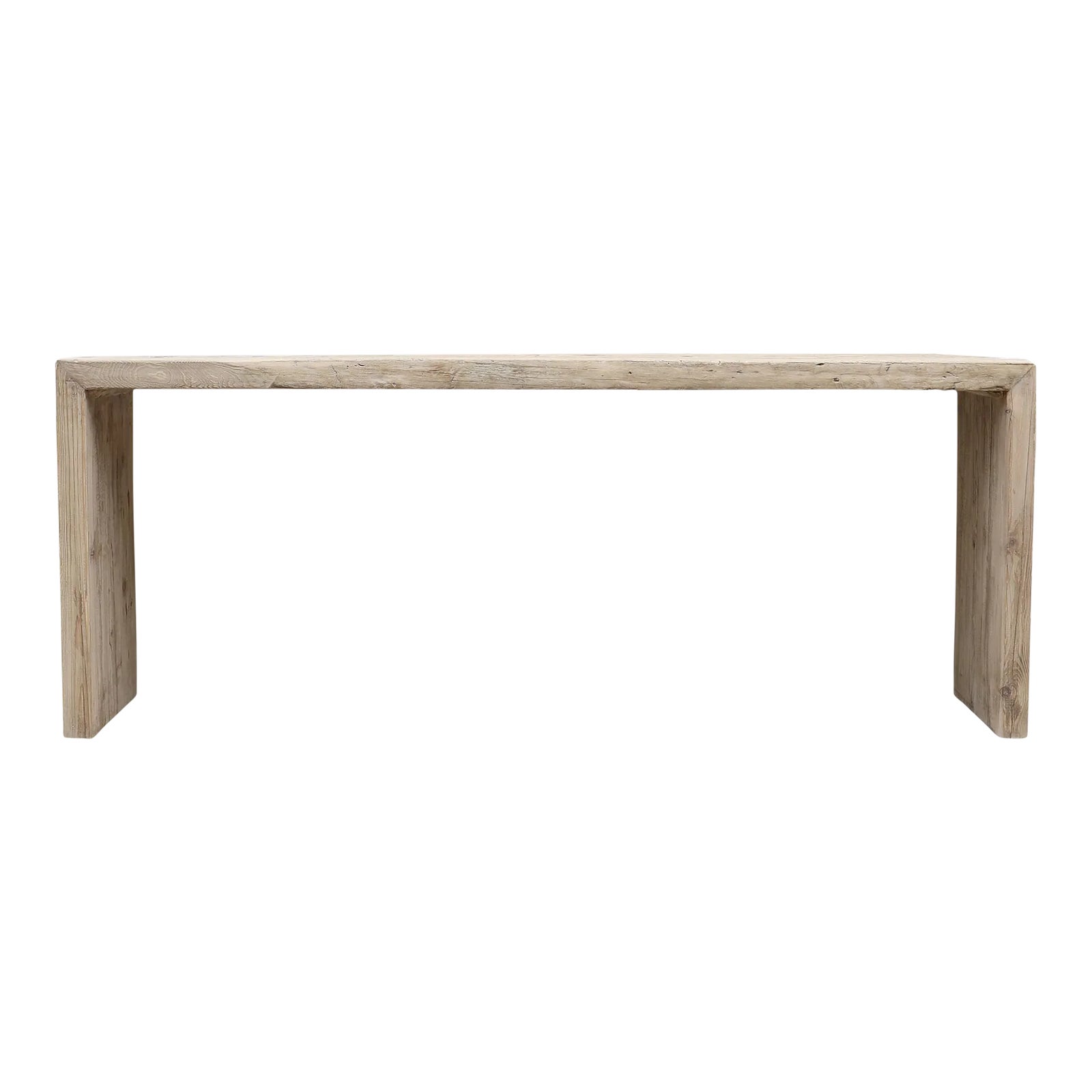 Early 20th Century Vintage Weathered Natural Wood Waterfall Console ...