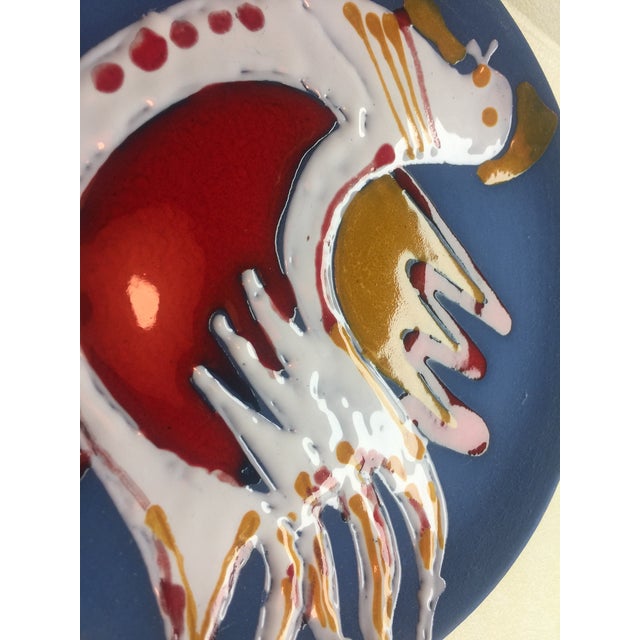 Vintage Studio Blue Hanging Rooster Plate | Chairish